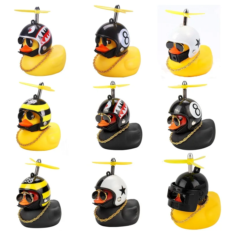 Rubber Broken Wind Duck Toy Motorcycle Car Ornaments Yellow Duck Car ...