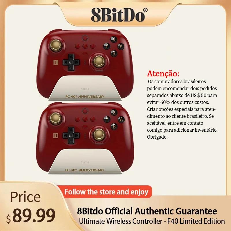 Controlador-Bluetooth-8BitDo-Ultimate-F40-Edi-o-Limitada-Gamepad-sem ...