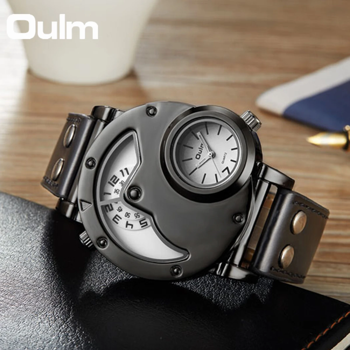 Oulm-reloj-deportivo-de-cuero-para-hombre-cron-grafo-de-cuarzo-con ...