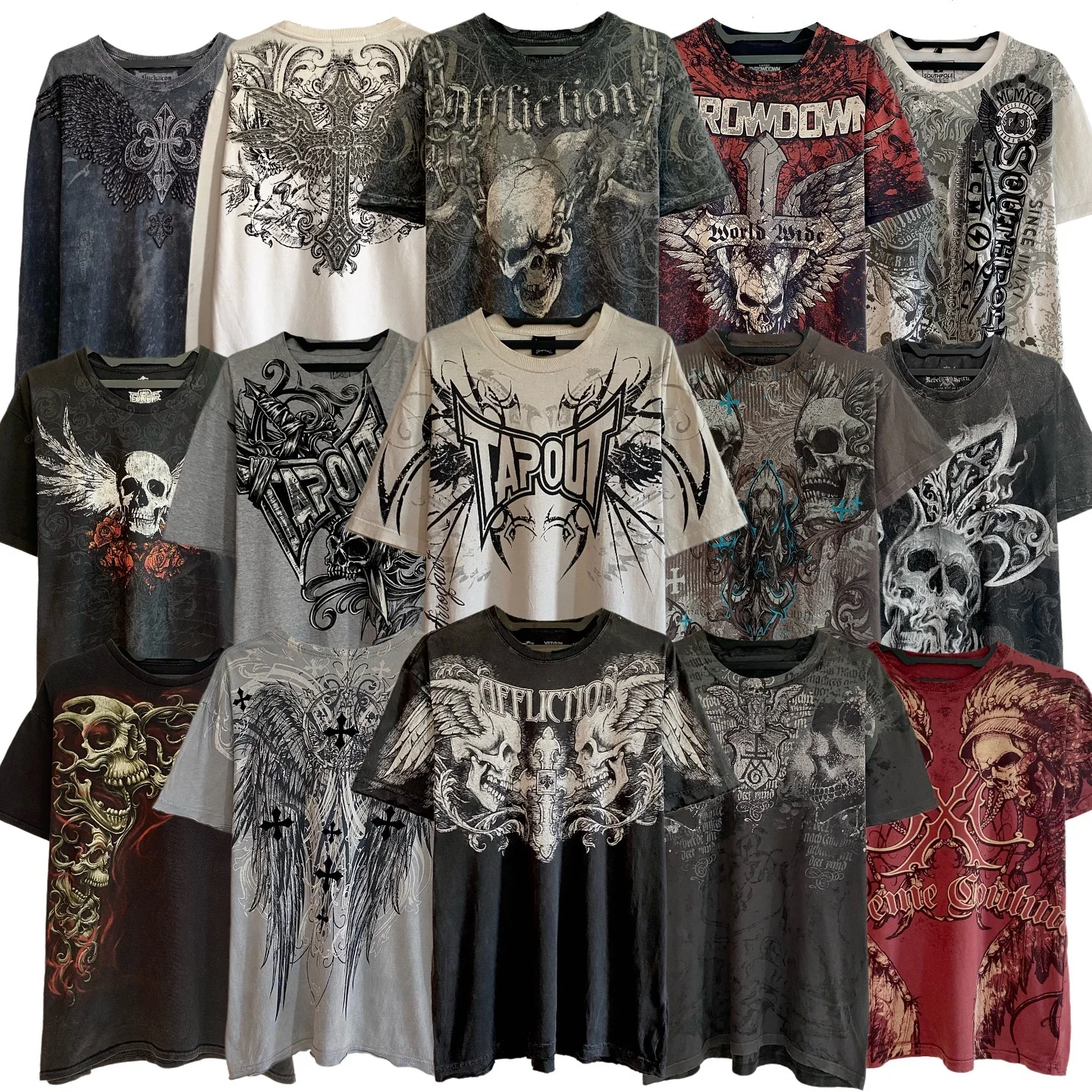 Y2k Vintage Gothic Skull Printed T-shirt Men Trendy Brand Punk Sports ...
