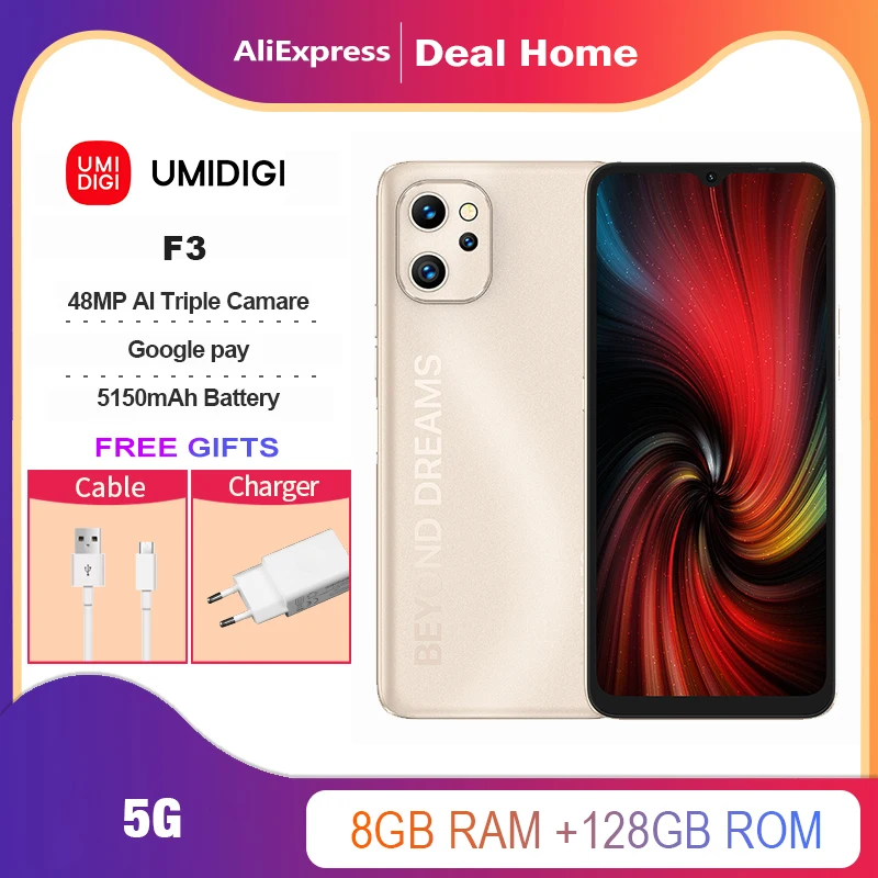 UMIDIGI F3 5G Phone Android 12 Portable Smartphone Dimensity 700 6.7" Display 8GB 128GB 48MP ...