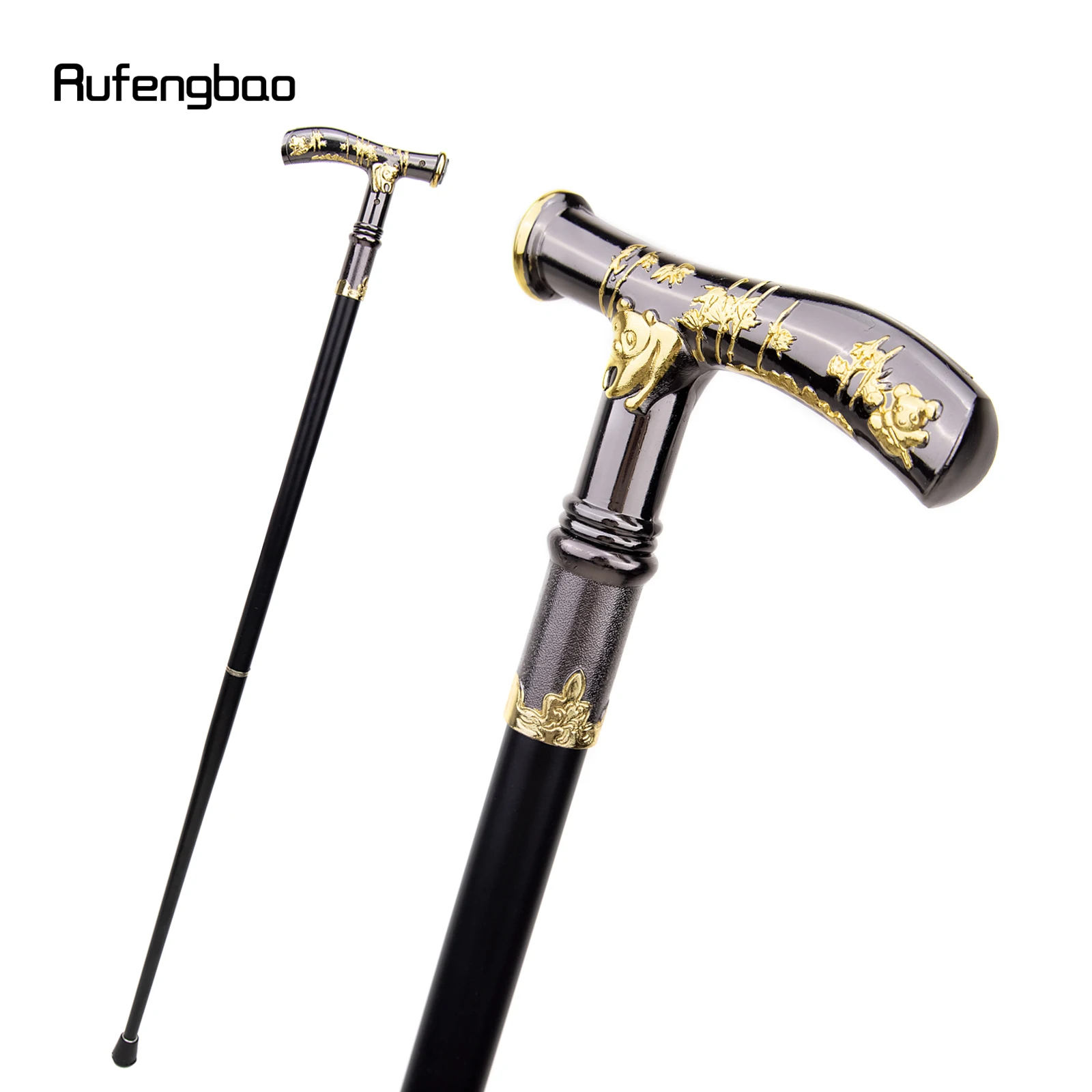 Gold Black Panda Compass Walking Cane Fashion Decorative Walking Stick ...