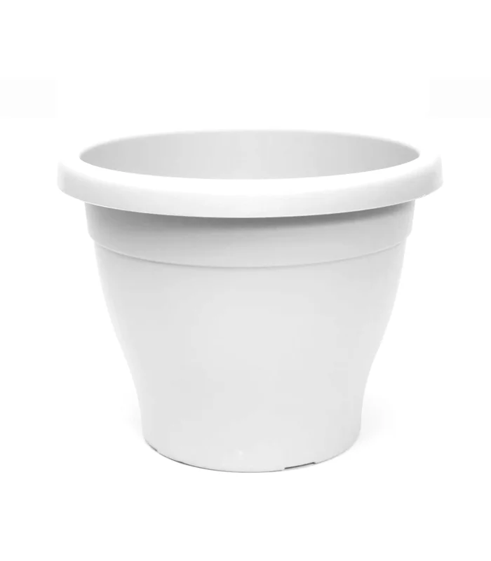 Tradineur Maceta de plástico mediterránea, color blanco, diámetro 25 cm ...