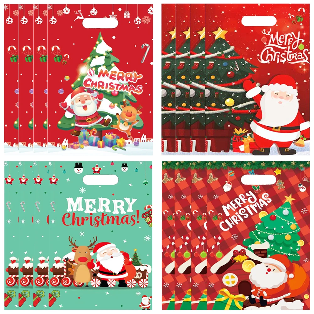 10Pc Christmas Candy Cookie Bag Christmas Gift Bags Santa Claus Kid ...