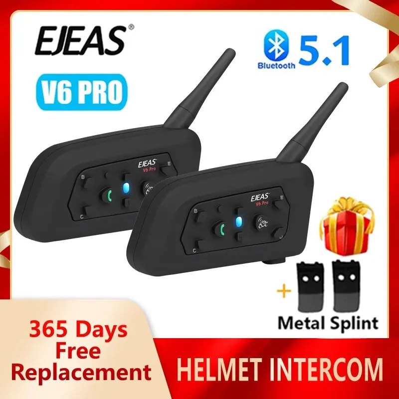 EJEAS V6 PRO: Waterproof Bluetooth Motorcycle Helmet Intercom Headset ...
