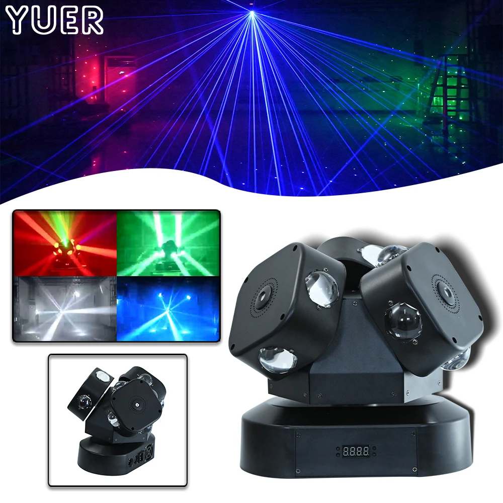 NEW-Professional-DJ-Disco-Lights-LED-beam-laser-strobe-3in1-3-Head ...