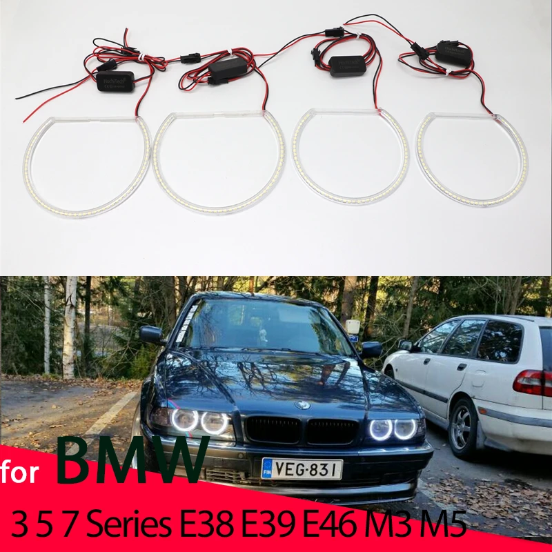 White Smd LED Angel Eyes Halo Ring Lamp Car Running Light DRL for BMW 3 ...