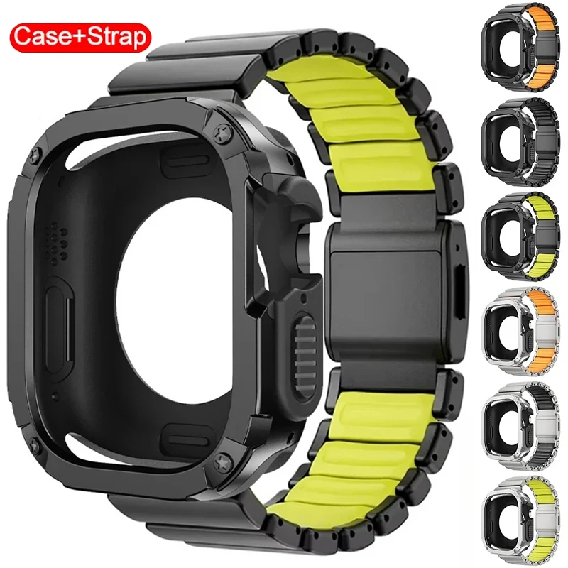 Titanium Magnetic Strap+Soft Case for Apple Watch Ultra3 2 1 49mm Sport ...