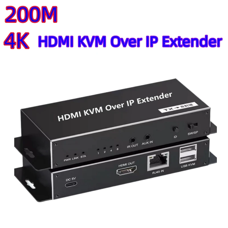200M-4K-USB-KVM-HDMI-Extender-Over-RJ45-Ethernet-Network-Cable-HDMI-KVM ...
