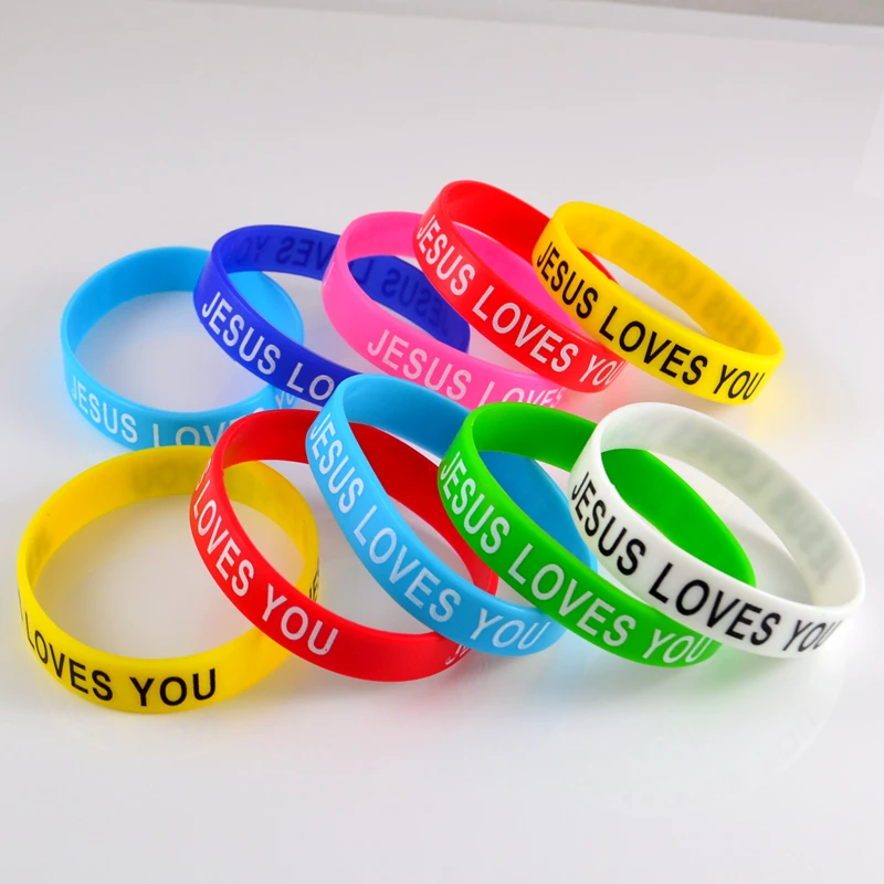 10x-JESUS-LOVES-YOU-Mix-Colors-Silicone-Bracelet-Wristband-Fashion ...