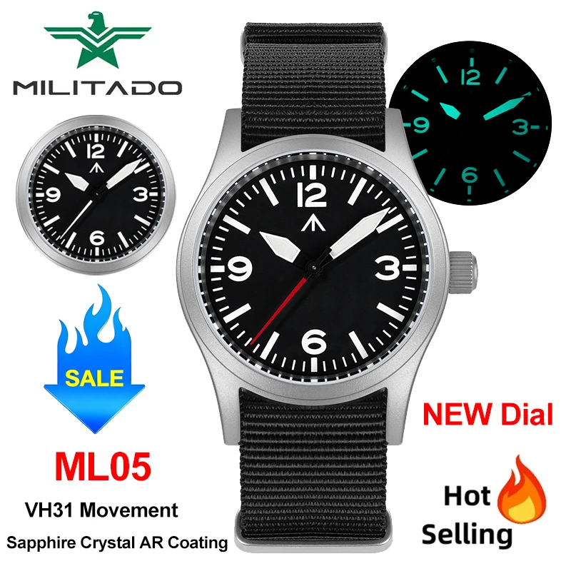 Militado ML05 Quartz Watch NEW Sword-shaped Hands Sapphire Crystal AR ...