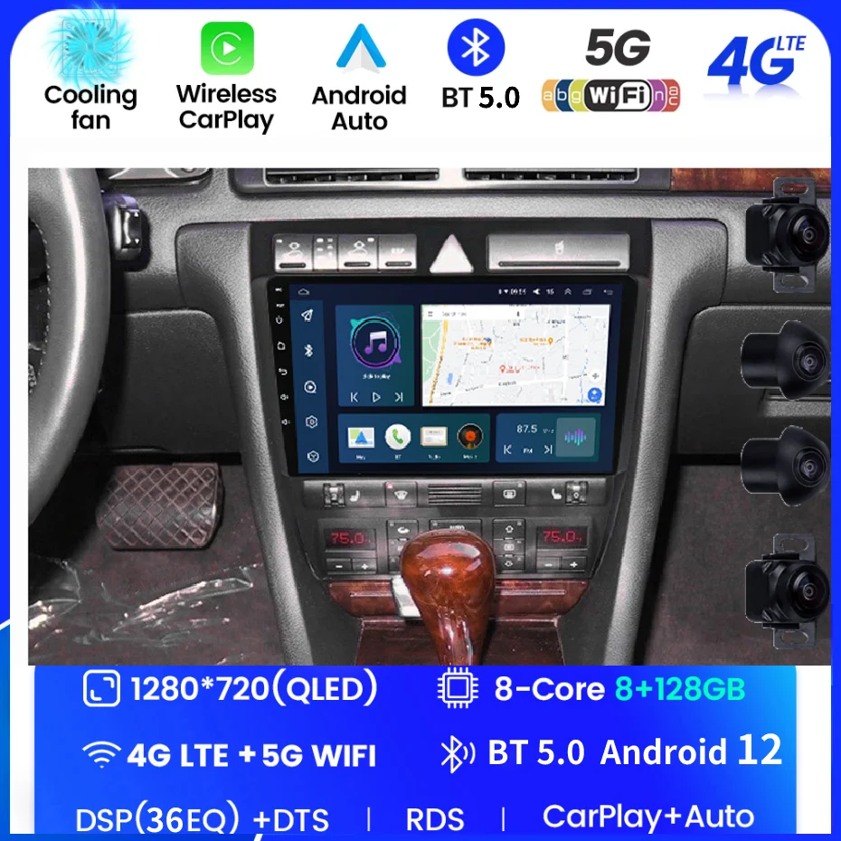 2-Din-Android-12-Car-Radio-For-Audi-A6-C5-1997-2004-S6-RS6-Multimedia ...