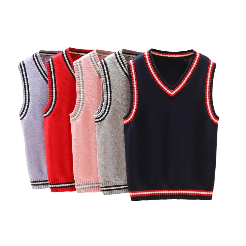 Red-Preppy-Style-Pullover-Sweater-Vest-For-Children-Autumn-winter ...