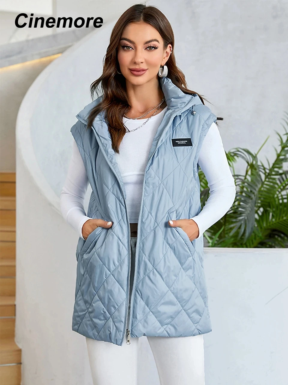 Cincore-Chaleco-informal-c-lido-sin-mangas-para-mujer-Parkas-largas ...