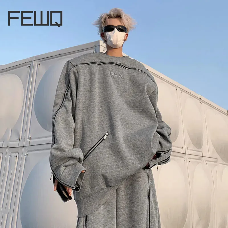 FEWQ-Men-s-Sets-Autumn-Winter-Design-Shoulder-Pad-Zipper-2023-Solid ...