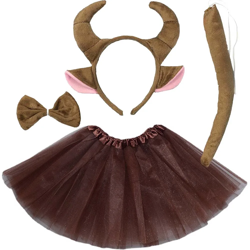 Children-Animal-Milk-Cow-Cattle-Headband-Ears-Tutu-Skirt-Tie-Tail ...