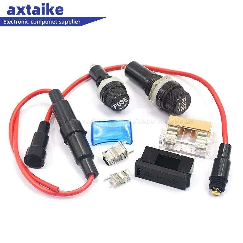 5*20mm 6*30mm Black Insurance Tube Socket Fuse Holder Fuse Clamp Box 6a ...