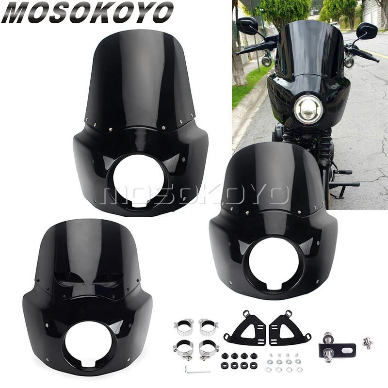 Thug-Style-Cafe-Racer-5-75-Headlight-Mask-Front-Head-Light-Lamp-Cover ...