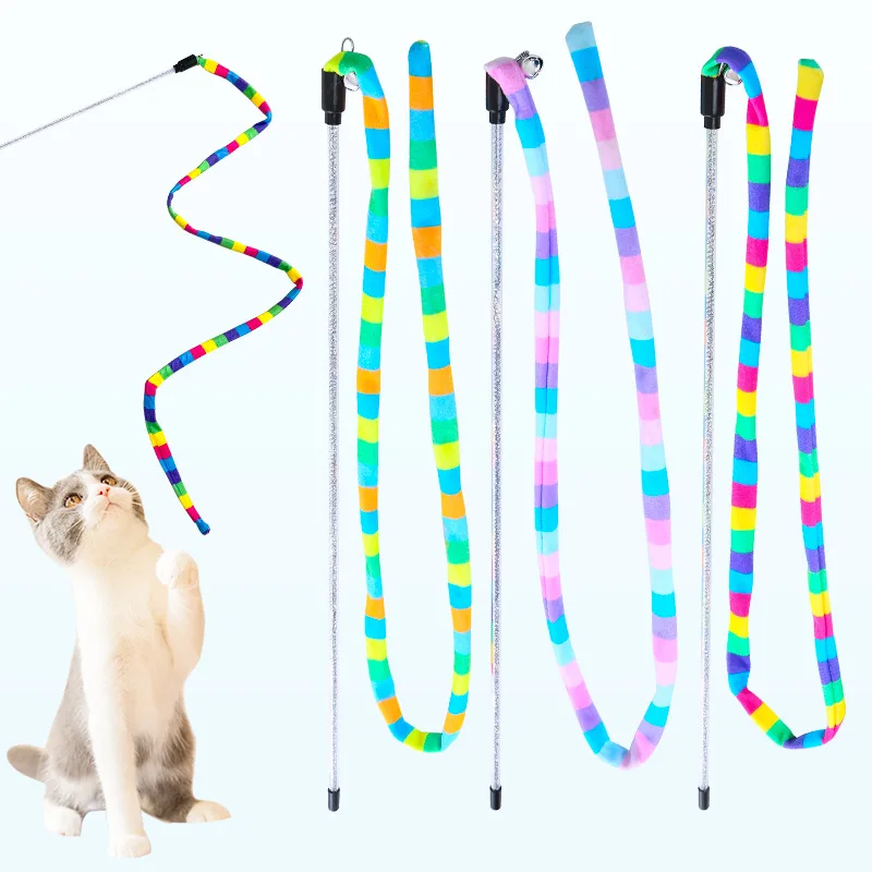Cat-Toys-Rainbow-Stripes-Funny-Cat-Stick-with-Bell-Interactive-Play-Pet ...