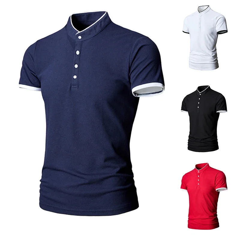 New-Men-s-Business-Casual-POLO-Short-Sleeved-Smooth-and-Wrinkle ...