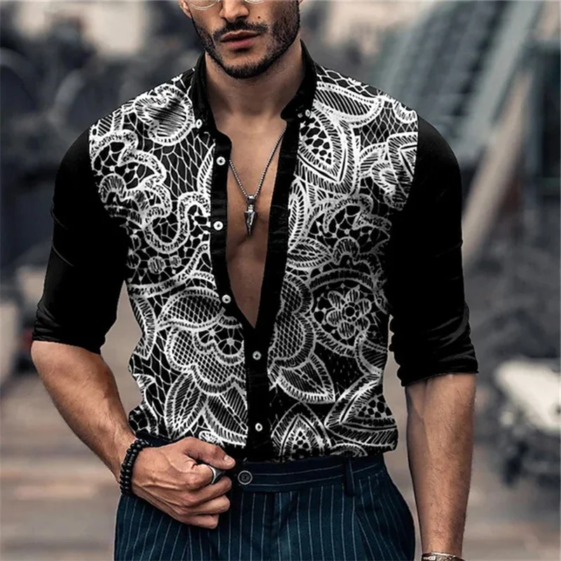 Men-s-Luxury-Designer-Design-Party-Fashion-Lapel-Button-Down-Shirt ...