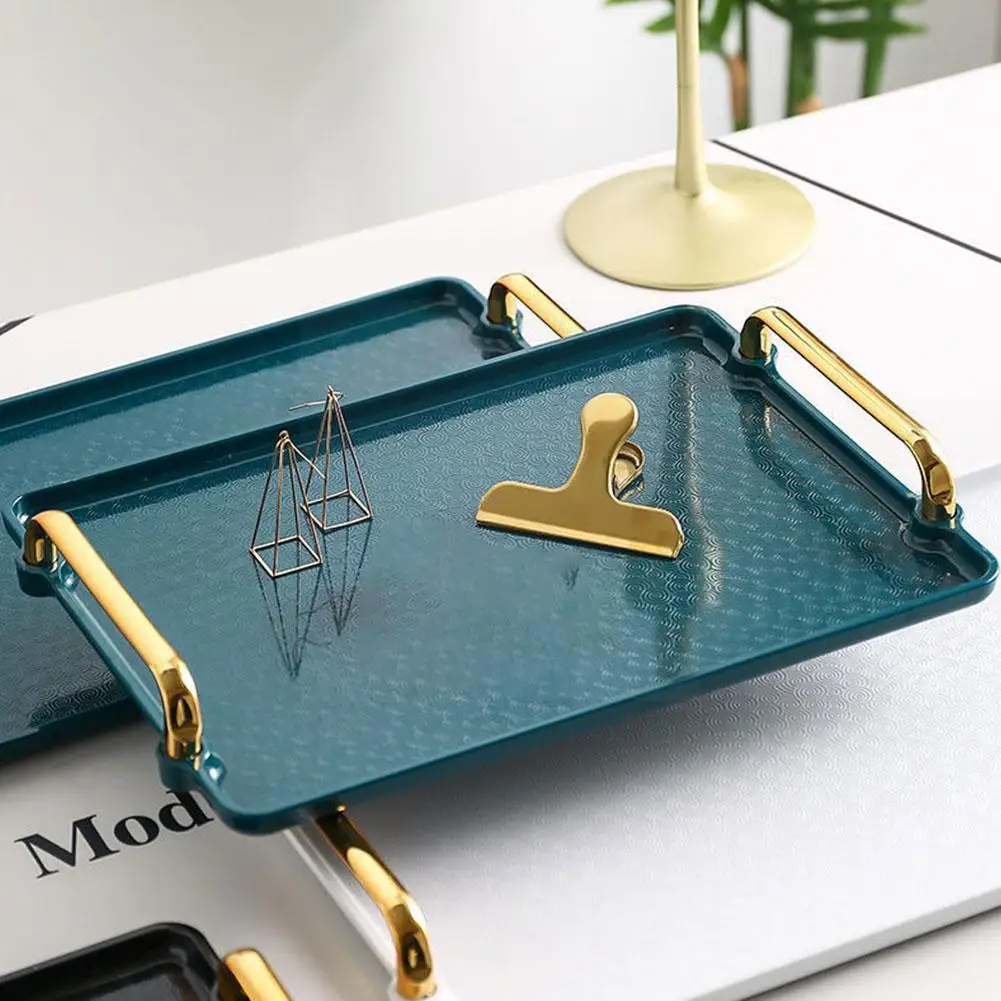 Tray Golden Handle Nordic Transparency Storage Pallet Home Kitchen Serving Cup Set Tea Supplies ...