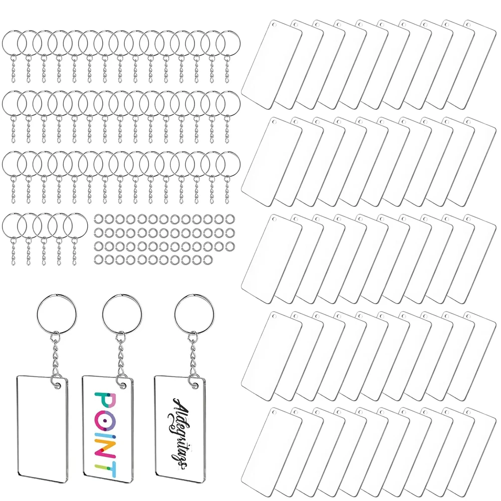 40Pcs-Acrylic-Keychain-Blanks-Charms-Set-3-x-7cm-Rectangle-Clear ...