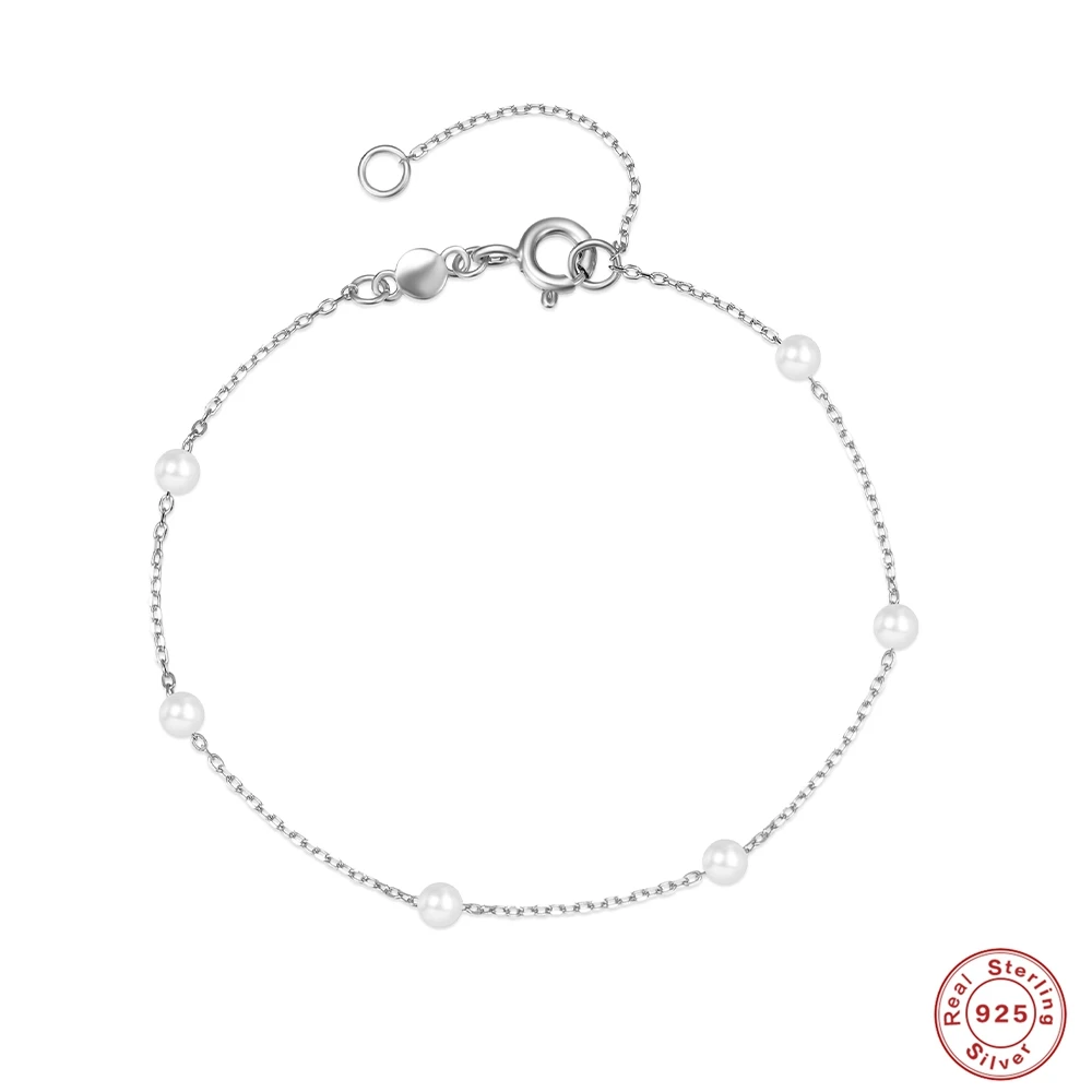 AIDE-Small-Pearl-925-Sterling-Silver-Chain-Bracelets-Stackable-Korean ...