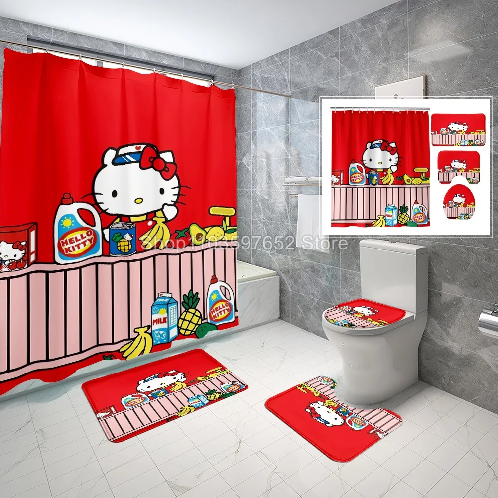 Hello-Kitty-Shower-Curtain-Anti-Slip-Carpet-Toilet-Mat-Bathroom-Decor ...