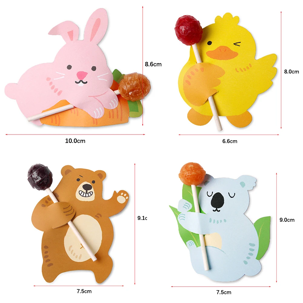 50Pcs Cute Animal Candy Package Cards Cartoon Rabbit Bear Paper ...