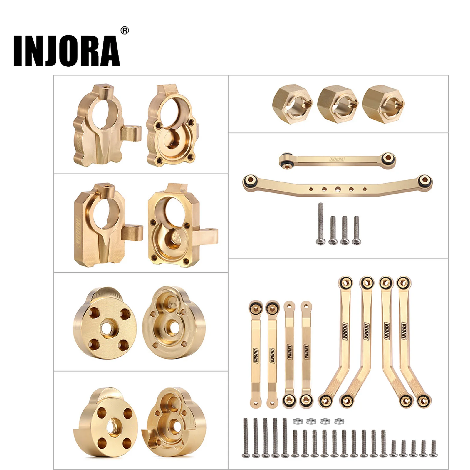 INJORA Brass Portal Drive Housing Steering Knuckles Chassis Links Wheel ...