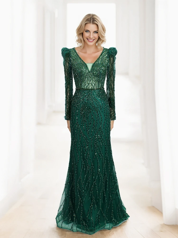 Women-s-Elegant-Evening-Dresses-Unique-Beading-Pattern-Ballon-Long ...