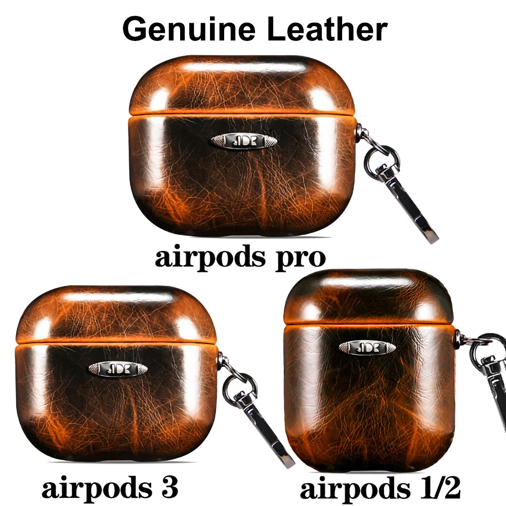 Genuine Leather Case AirPods Pro 3 2 1 Cover Cowhide AirPod 3 Charging ...