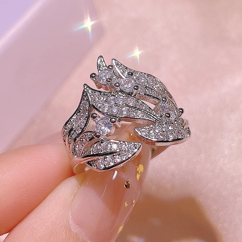 925-silver-new-creative-diamond-studded-rice-ear-flower-rattan-ring-ladies-white-zircon-ring ...