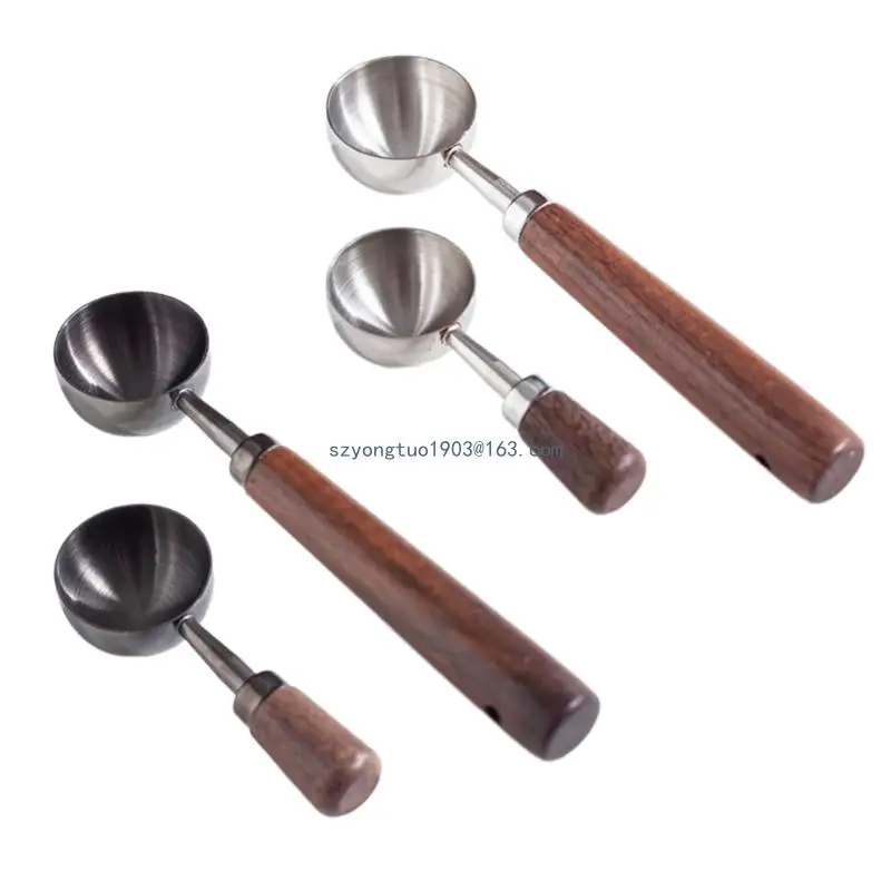 Stainless-Steel-Coffee-Spoon-with-Walnut-Wood-Handle-Tablespoon-Baking ...