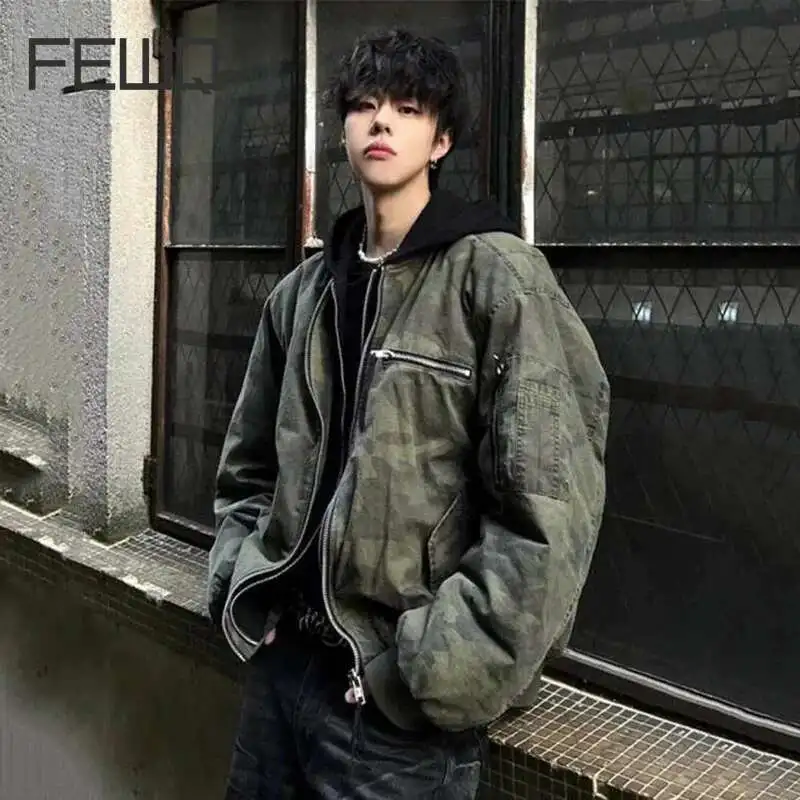 FEWQ High Street Mne's Jacket Hooded Zipper Patchwork Spring Casual ...