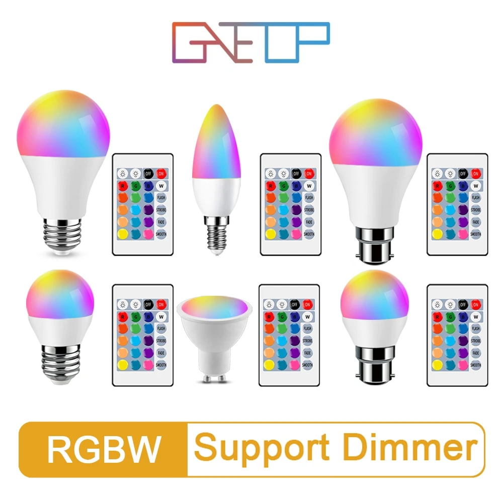 Led Rgb Lamp Spotlight Bulb E27 E14 Gu10 B22 Ac 220-240v Bombillas Led ...