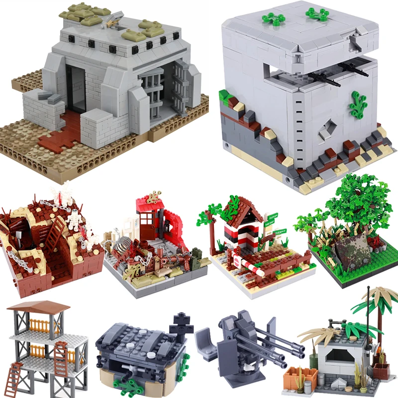 WW2-Military-German-Trench-Building-Blocks-MOC-Soldiers-Figures-Ruins ...