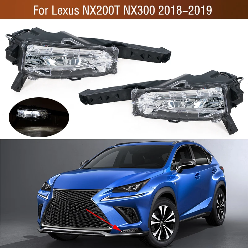 1-pair-For-Lexus-NX200T-NX300-2018-2019-Car-Front-Bumper-Fog-Lamp-DRL ...