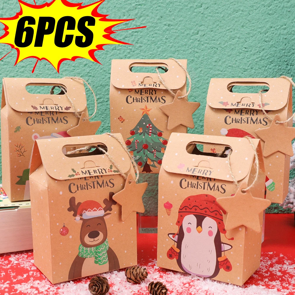 6-1pcs-Kraft-Paper-Boxes-Christmas-Candy-Gift-Box-With-Tag-Santa-Candy ...