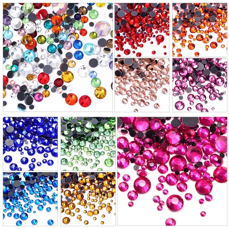 1000pcs Mix SS6-SS30 Colorful DMC Hotfix Rhinestones Flatback Cтразы ...