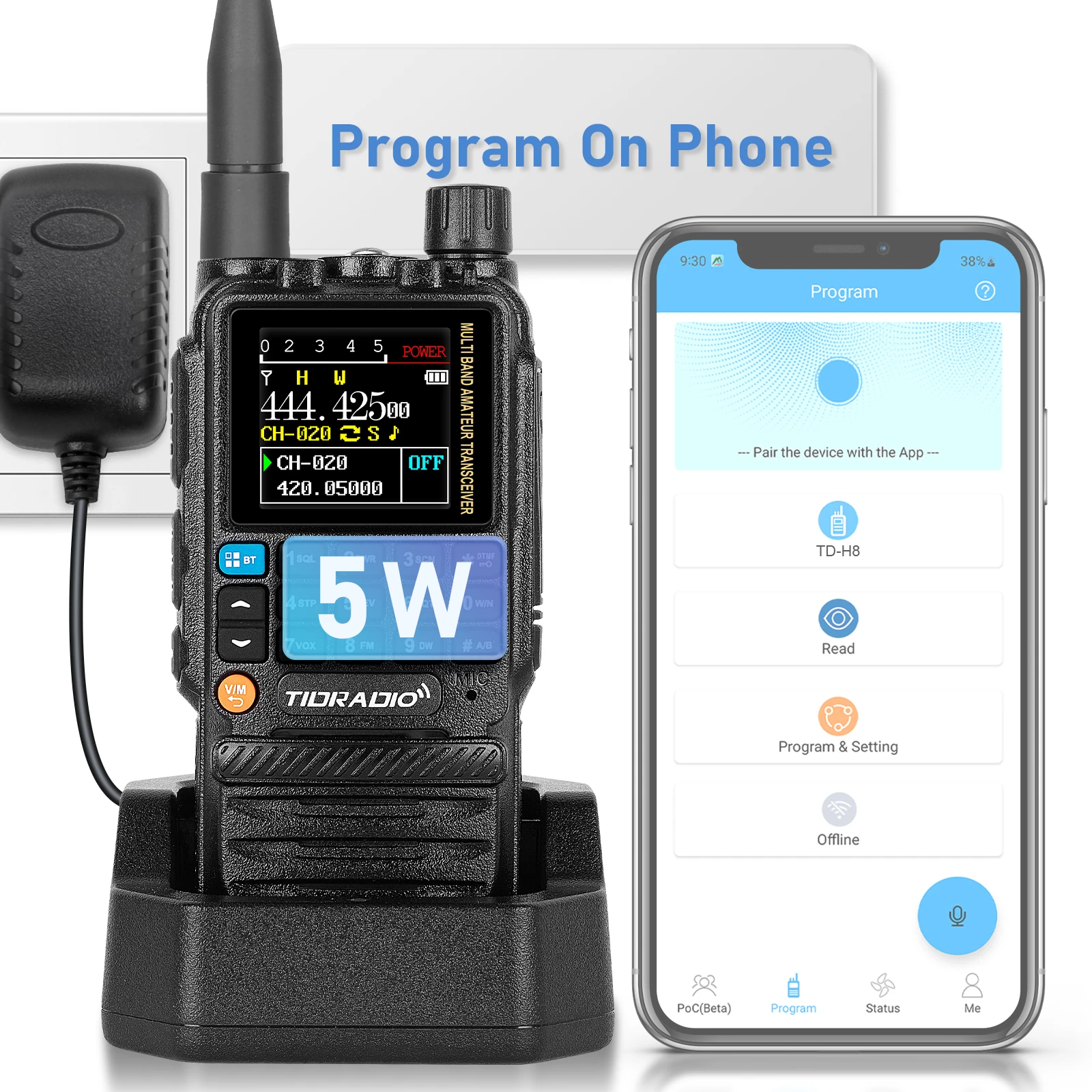 TIDRADIO H3 Long Range Walkie Talkies Wireless Programming Air Band ...