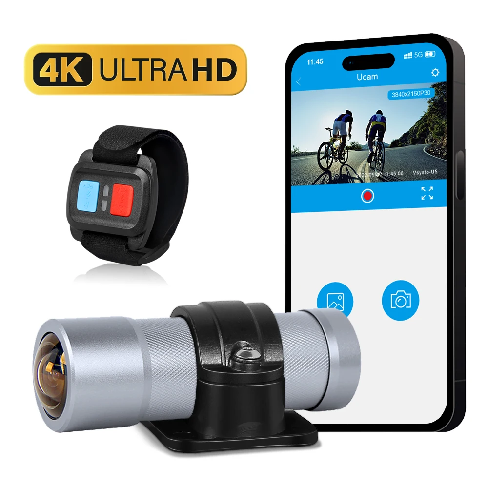 VSYS U5X 4K 30FPS Helmet Cam Mini Action Camera Recorder Night Vision ...