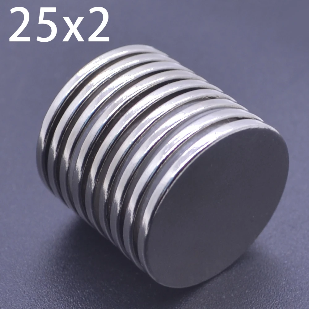 1-1000-Pcs-25x2-Neodymium-Magnet-25mm-x-2mm-N35-NdFeB-Round-Super ...