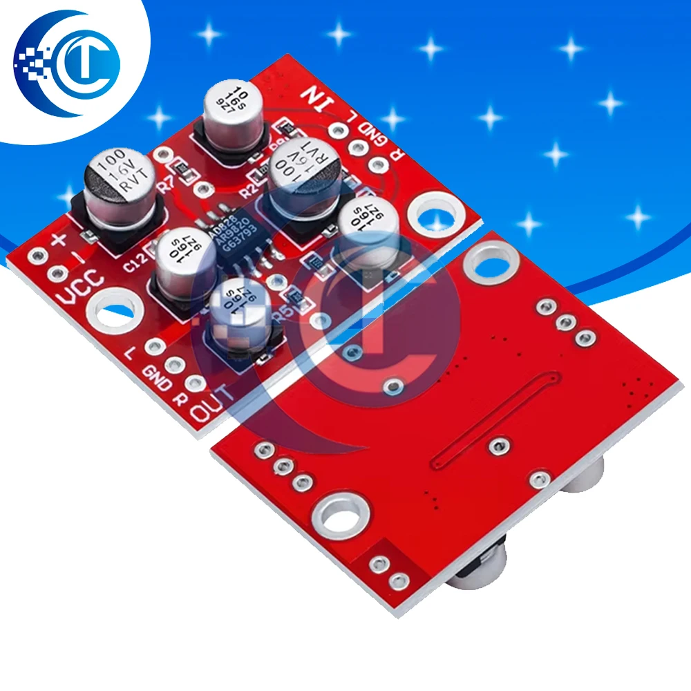 DC 5V-15V 12V AD828 Stereo Preamp Power Amplifier Board Preamplifier ...