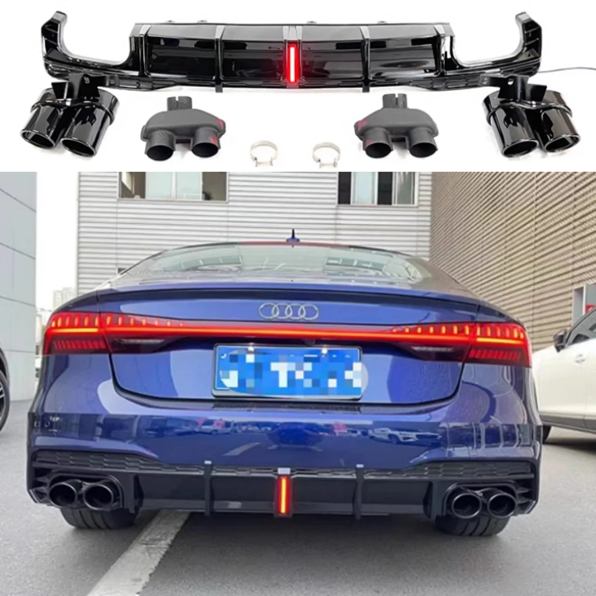 Rear Lip Spoiler & Exhause For Audi A7 S7 2019 2020 2021 2022 2023 High ...