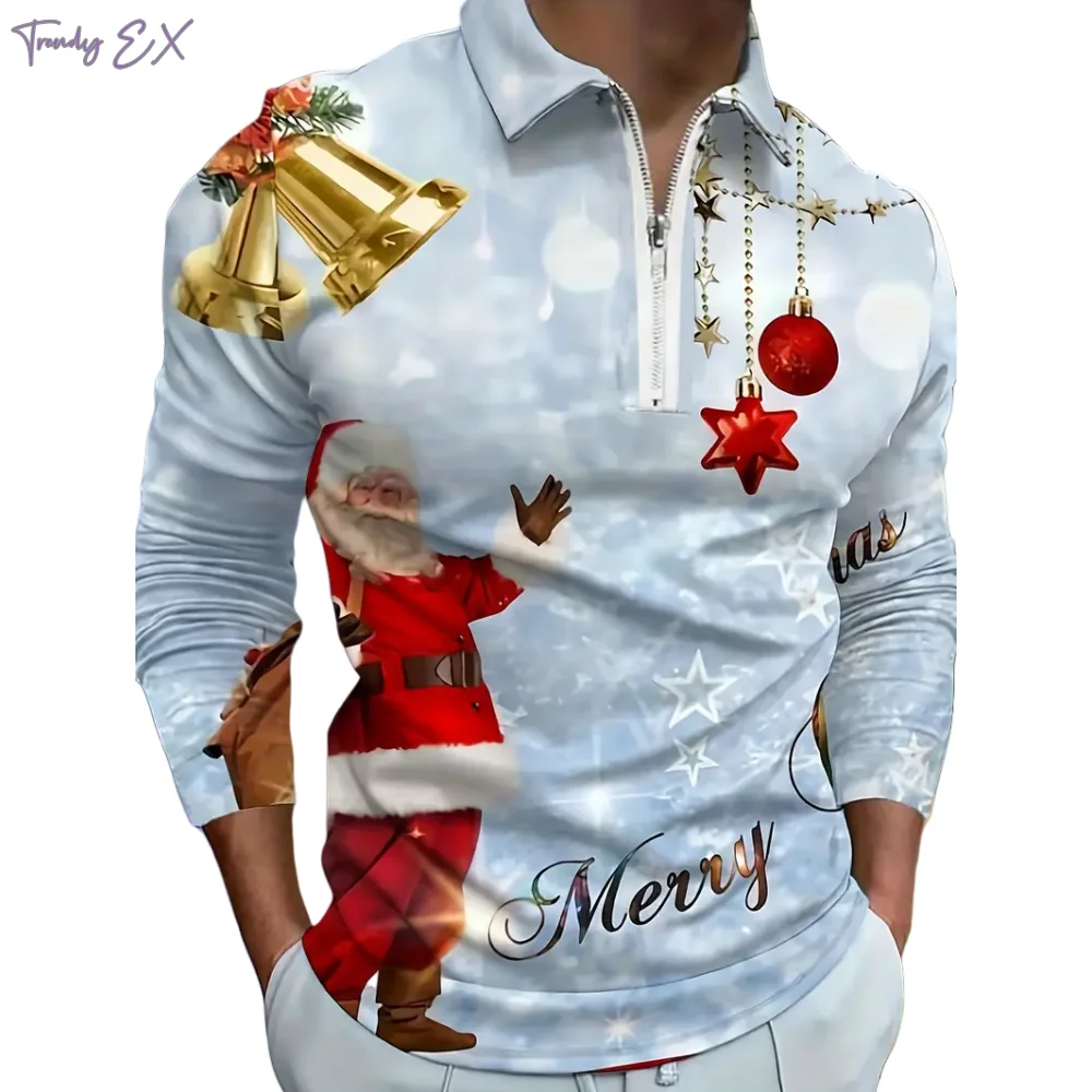 Christmas 2024 Golf Wear Men Snowman Anime Graphic Print Novelty Lapel ...