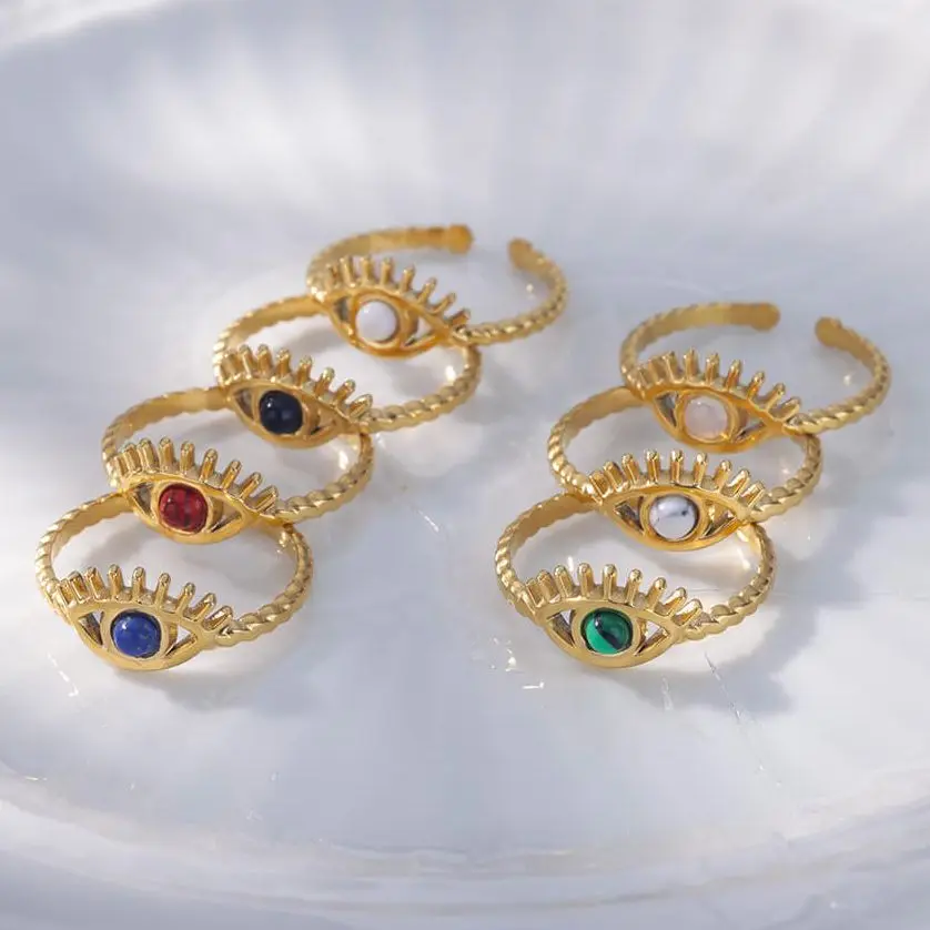 2023-New-Lucky-Turkish-Color-Stone-Evil-Eye-Rings-for-Women-Open ...