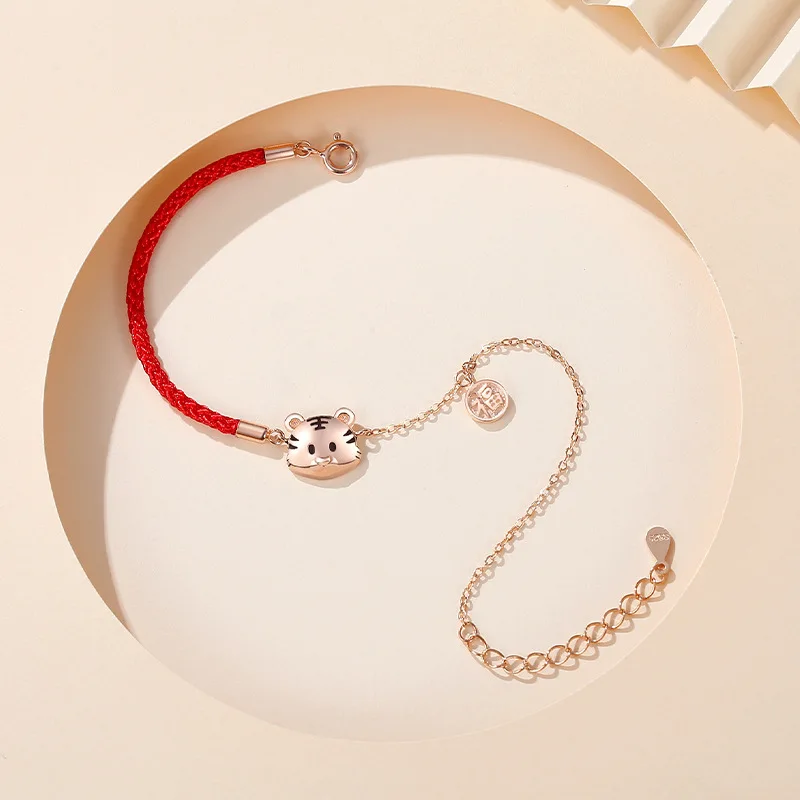 925-Sterling-Silver-Cute-Zodiac-Tiger-Red-Rope-Bracelets-Red-Thread ...