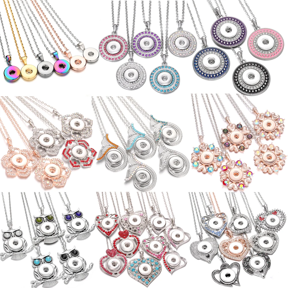 10PCS-LOT-Wholesale-Snap-Button-Jewelry-Necklaces-Pendants-Crystal ...